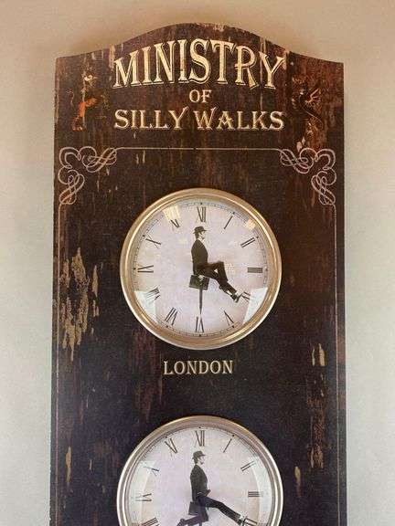 Ministry of Silly Walks Monty Python Wood Clock Board - Matthew Bullock ...