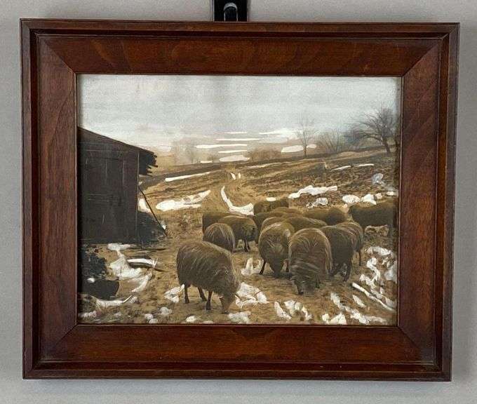 Hendrickson Oxen Grazing Lithograph Print - Matthew Bullock Auctioneers