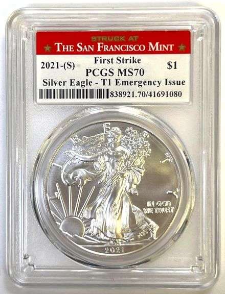 2021 (S) American Silver Eagle Type 1 PCGS MS70 First Strike Emergency Issue - Matthew Bullock ...