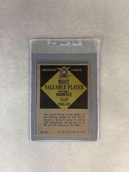 1961 Topps Mickey Mantle MVP #475 - Matthew Bullock Auctioneers