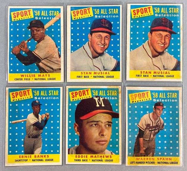 6 - 1958 Topps Baseball HOFs All Star Cards - Matthew Bullock Auctioneers