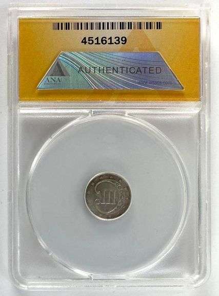1852 Three Cent Silver (ANACS) AU58 Graffiti - Matthew Bullock Auctioneers