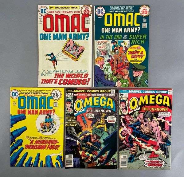 Group of 5 DC Omac and Omega Comic Books - Matthew Bullock Auctioneers