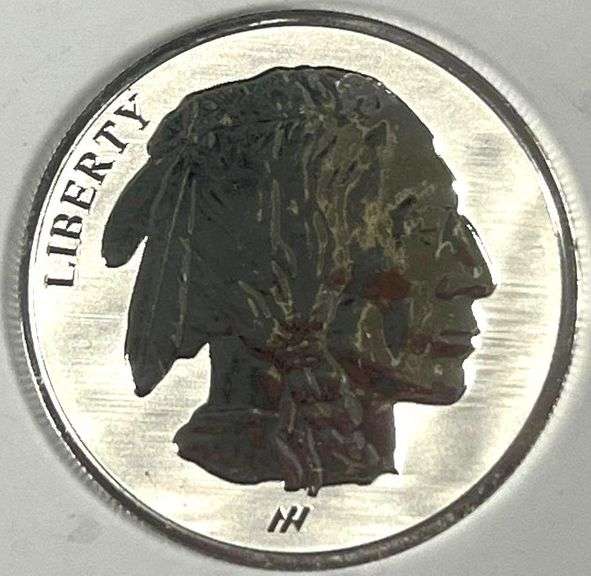 HTF Reverse Prook Like Native American Buffalo 1 oz .999 Fine Silver ...