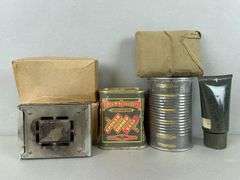 Group of 9 Vintage Field Rations and More - Matthew Bullock Auctioneers