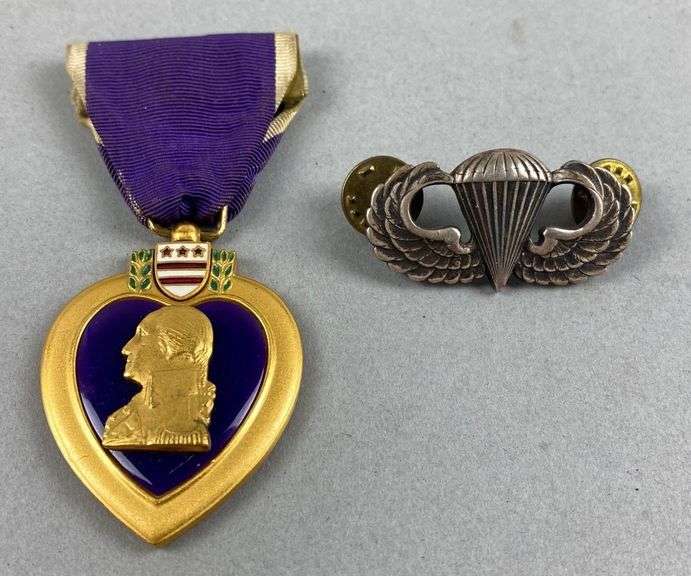 Group of 2 Military Purple Heart and Air Borne Insignia - Matthew ...