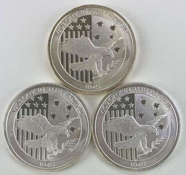 Group of (3) 2017 Victory in the Pacific 1/2oz. 9999 Fine Silver ...