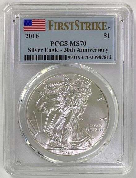 First Strike 2016 American Silver Eagle 30th Anniversary (PCGS) MS70 - Matthew Bullock Auctioneers