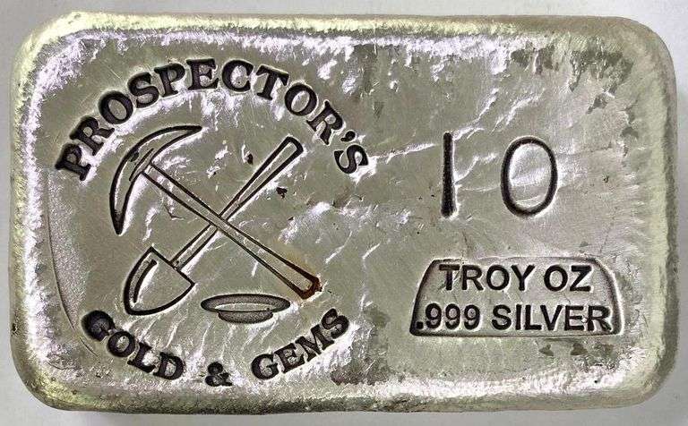 Prospectors Gold and Gems 10oz. .999 Fine Silver Ingot / Bar - Matthew ...