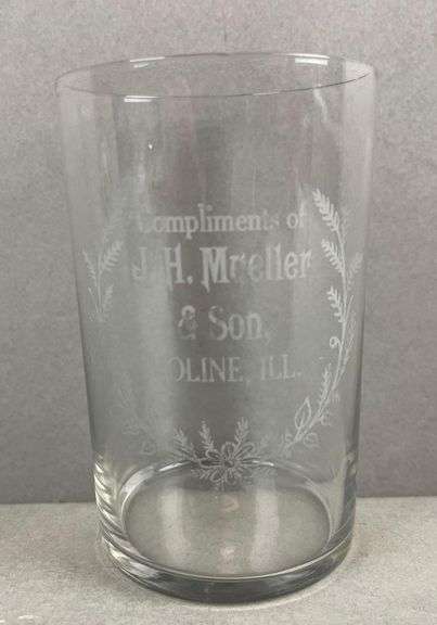 J.H. Mueller and Son Moline, ILL Advertising Shot Glass - Matthew ...