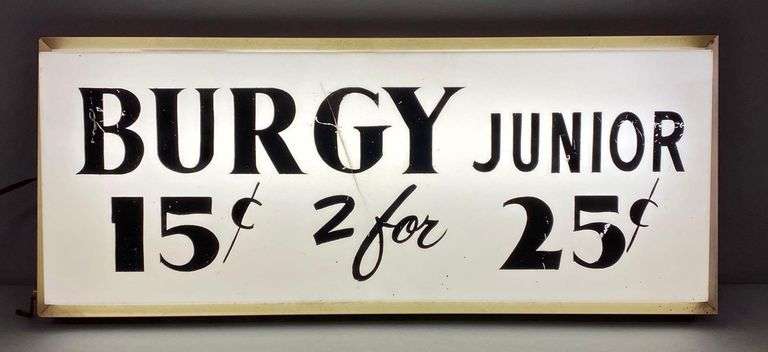 Burgy Junior Light-Up Advertising Sign - Matthew Bullock Auctioneers