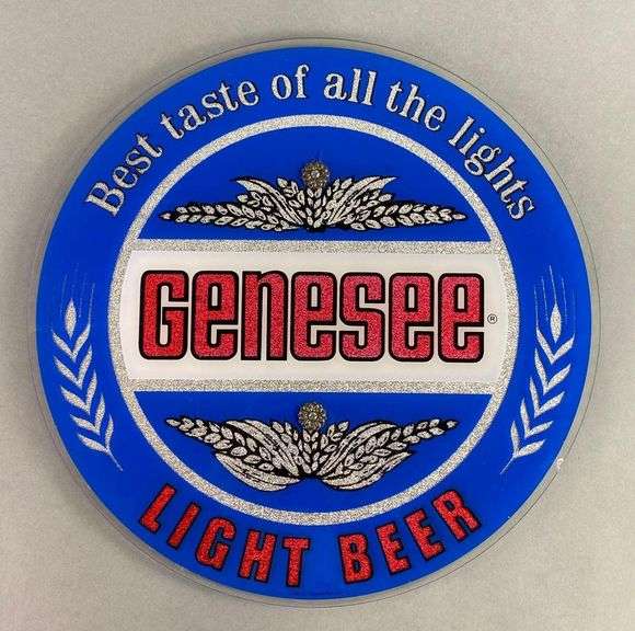 Genesee Light Advertising Glass Beer Sign - Matthew Bullock Auctioneers