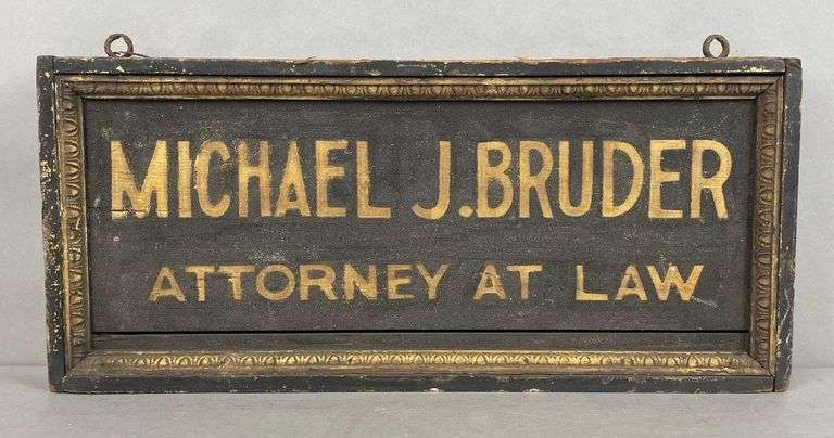Antique Attorney at Law Wood Advertising Sign - Matthew Bullock Auctioneers