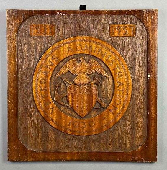 1930 Veterans Administration Carved Wood Plaque - Matthew Bullock ...