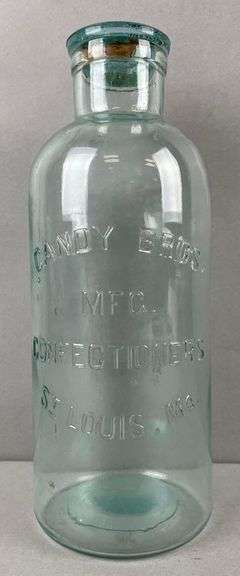 Candy Bros. MFG. Confectioners Glass Bottle with Glass Lid - Matthew ...