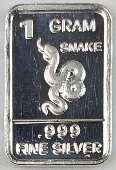 1 gram .999 fine silver bar-Snake - Matthew Bullock Auctioneers