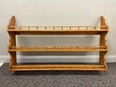 Group of 2 Oak Shelves with Plate Rails - Matthew Bullock Auctioneers