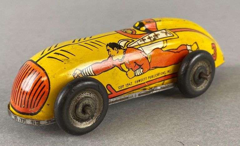 Automatic Toy Fawcett Captain Marvel Tin Wind Up Race Car - Matthew ...