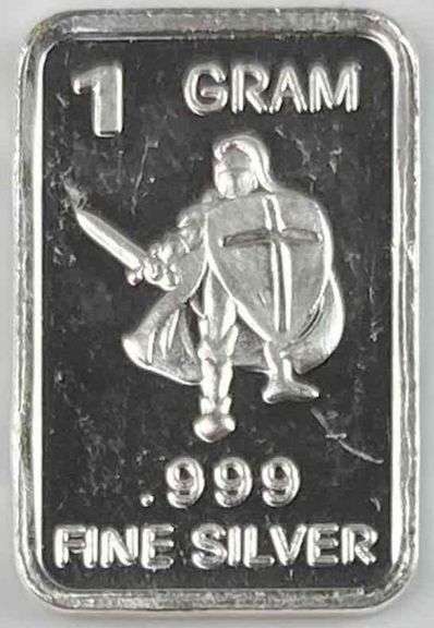 1 gram .999 fine silver bar-Knight - Matthew Bullock Auctioneers