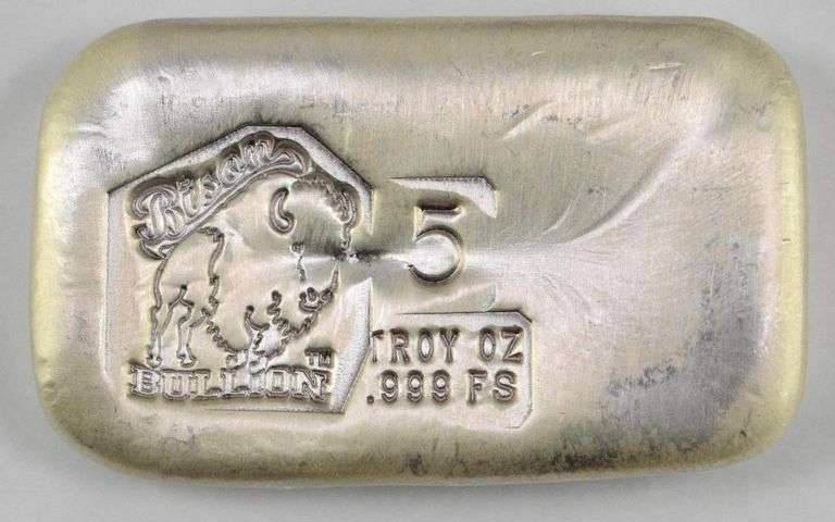 Bison Bullion 5oz. .999 Fine Silver Ingot/Bar - Matthew Bullock Auctioneers
