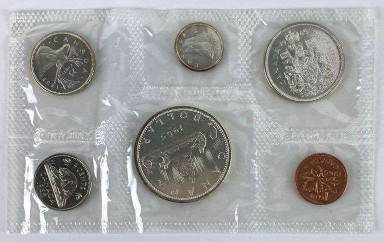 Group of (5) 1965 Royal Canadian Mint Uncirculated Silver Coin Sets ...