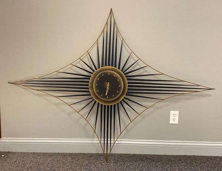 Large Mid-Century Starburst Wall Clock - Matthew Bullock Auctioneers