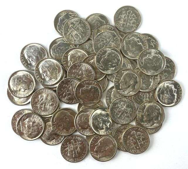 Group of (50) Roosevelt Dimes - Matthew Bullock Auctioneers