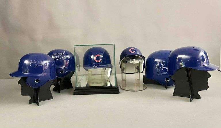 6 - Chicago Cubs Signed Mini Helmets with Stands - Matthew Bullock ...