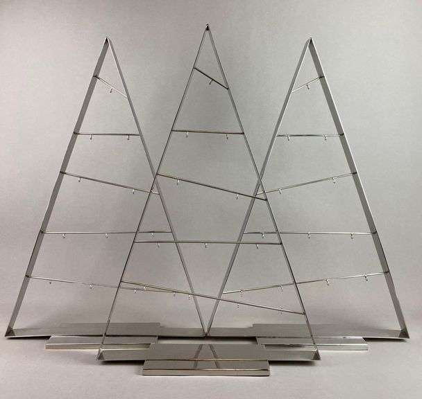 Group of 3 Crate and Barrel Silver Tone Ornament Trees - Matthew ...