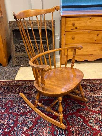 S. Bent and Bros Spindle Back Wood Rocking Chair - Matthew Bullock ...