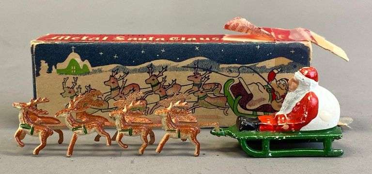 Hand Painted Miniature Metal Santa Claus on Sled - Matthew Bullock ...