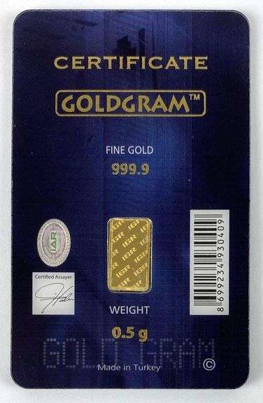 IGR Vertical 0.5g. 999.9 Fine Gold Ingot / Bar - Matthew Bullock ...