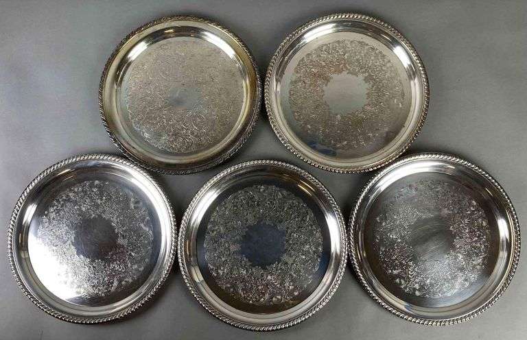 Group of 5 Antique Silverplate Plates - Matthew Bullock Auctioneers