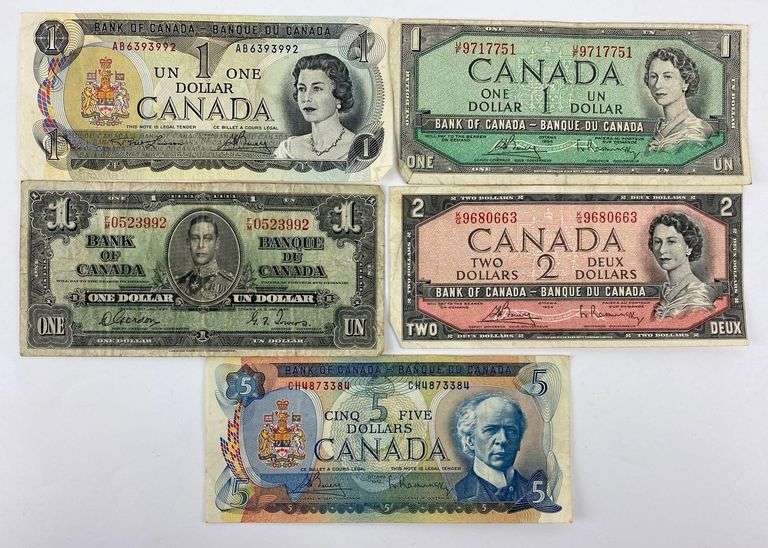 Group of (5) Canadian Paper Currency - Matthew Bullock Auctioneers