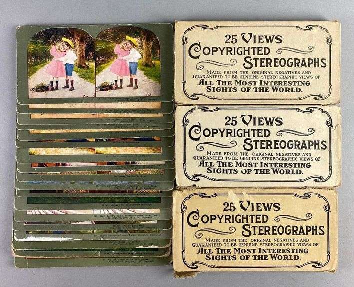 Group of 85+ Vintage Colored Stereographs - Matthew Bullock Auctioneers