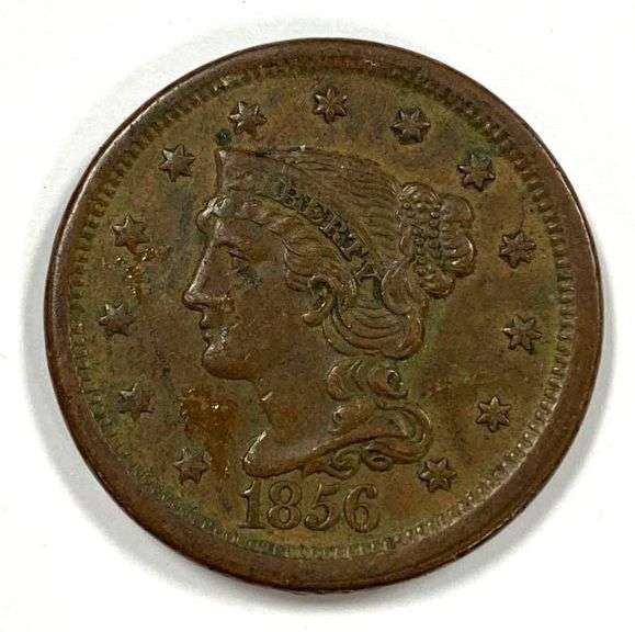 1856 Braided Hair Large Cent - Matthew Bullock Auctioneers