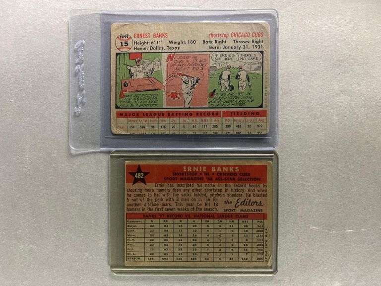 1956 and 58 Topps Ernie Banks Cards - Matthew Bullock Auctioneers