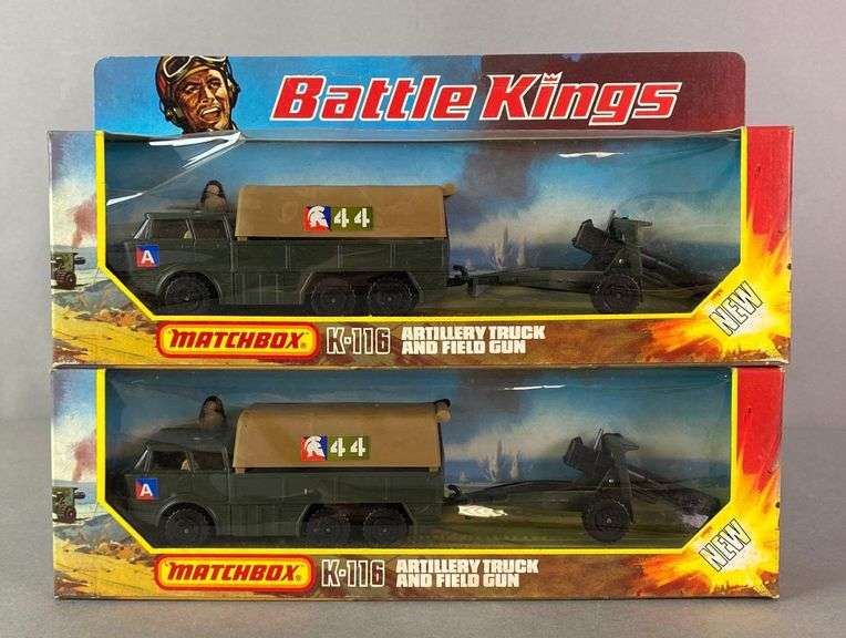 Group of 2 Matchbox Battle Kings K-116 Artillery Truck and Field Guns ...
