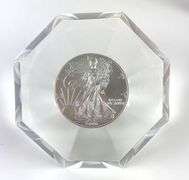 Group of (2) Silver Coin Paperweights - Matthew Bullock Auctioneers
