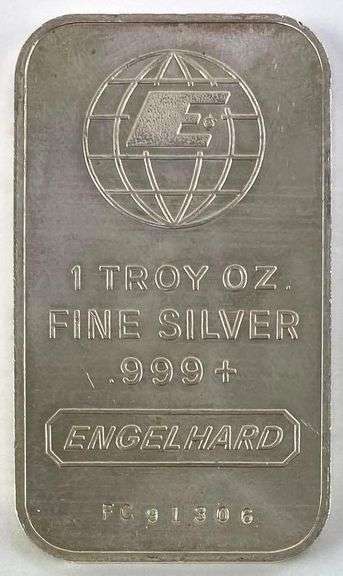 Engelhard E Logo Cast Vertical 1oz. 999 Fine Silver Ingot / Bar ...