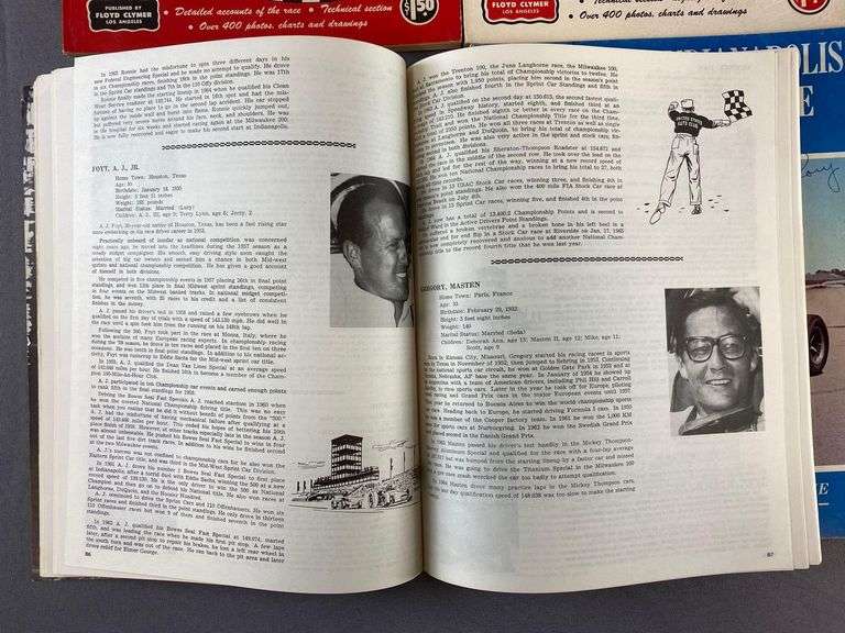 Vintage Group of 4 Floyd Clymers 1950s - 60s Indy 500 Race Yearbooks ...