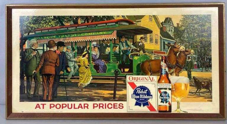 Pabst Blue Ribbon Advertising Beer Sign with Street Scene - Matthew ...