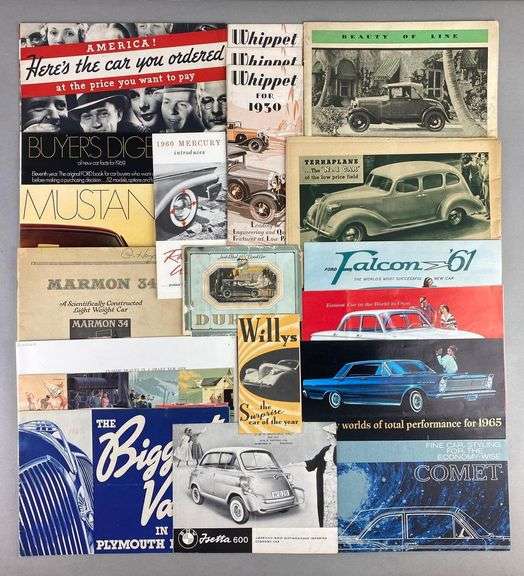 Group of 20 1930s-60s Automobile Catalogs and Advertisements - Matthew ...