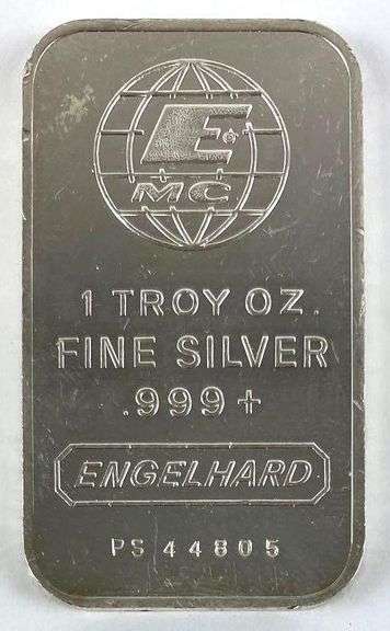 Engelhard E Logo Cast Vertical 1oz. .999 Fine Silver Ingot / Bar ...