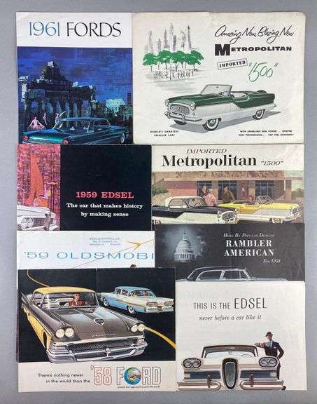 Group of 8 1950s-60s Automobile Catalogs - Matthew Bullock Auctioneers