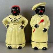 Vintage Salty and Peppy Black Americana Salt and Pepper Shakers - Matthew Bullock Auctioneers