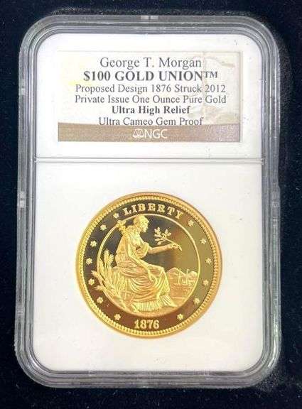 $100 Gold Union George T Morgan 1 oz .999 Pure Gold Proof in original ...
