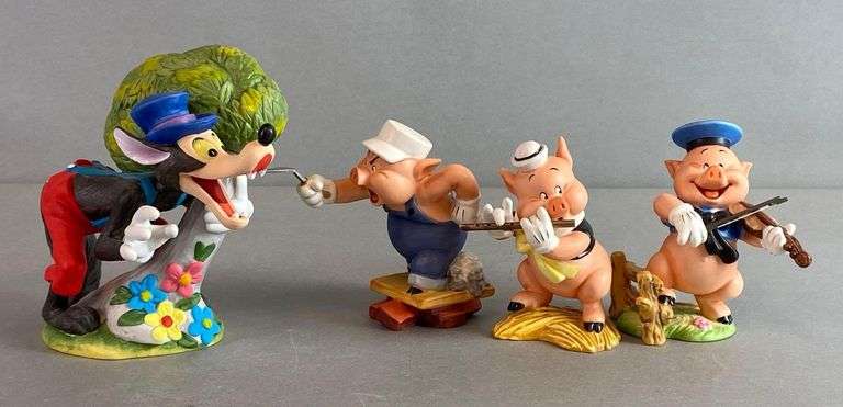 Group of 4 Disney The Three Little Pigs Porcelain Figurines - Matthew ...