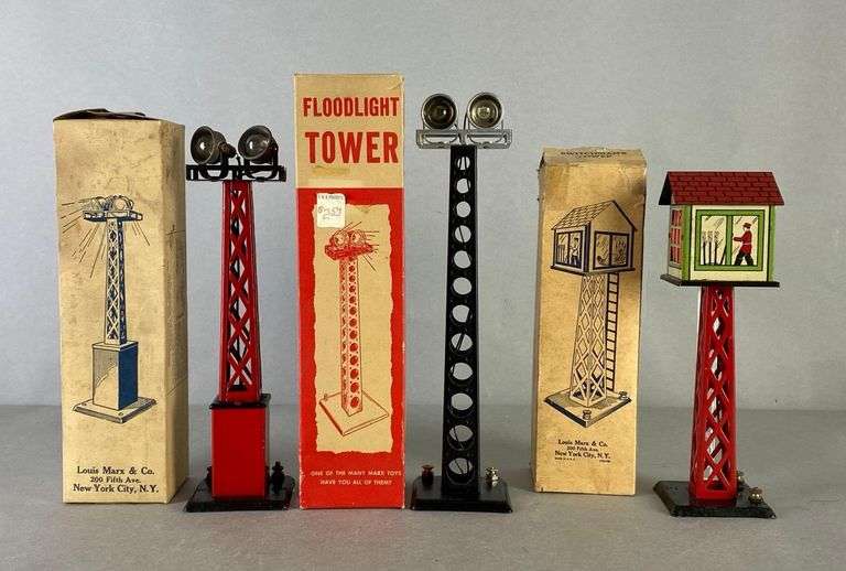 Group of 3 Marx O Scale Railroad Towers - Matthew Bullock Auctioneers