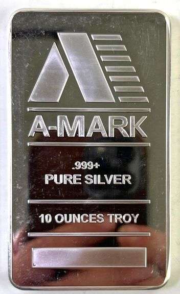 A-Mark 10 oz .999 Fine Silver Bar - Matthew Bullock Auctioneers